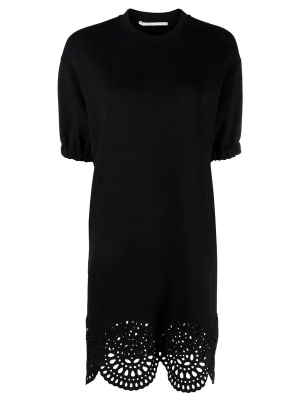 Stella McCartney Broderie Anglaise-trim T-shirt Dress - Black