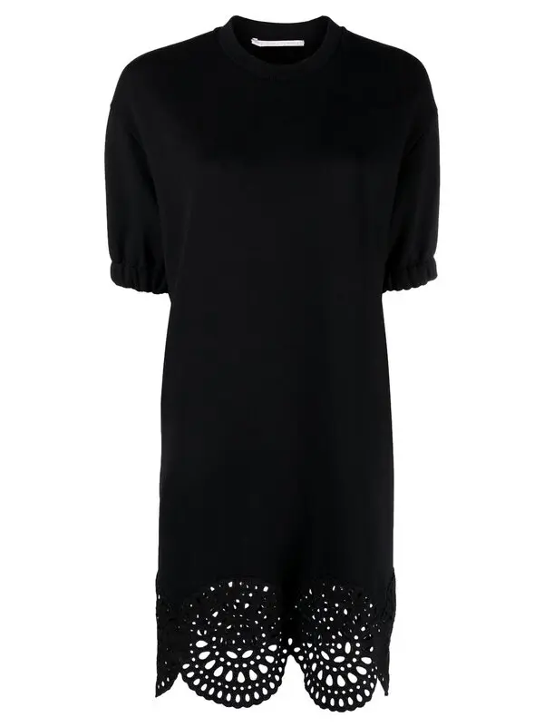 Stella McCartney Broderie Anglaise-trim T-shirt Dress - Black