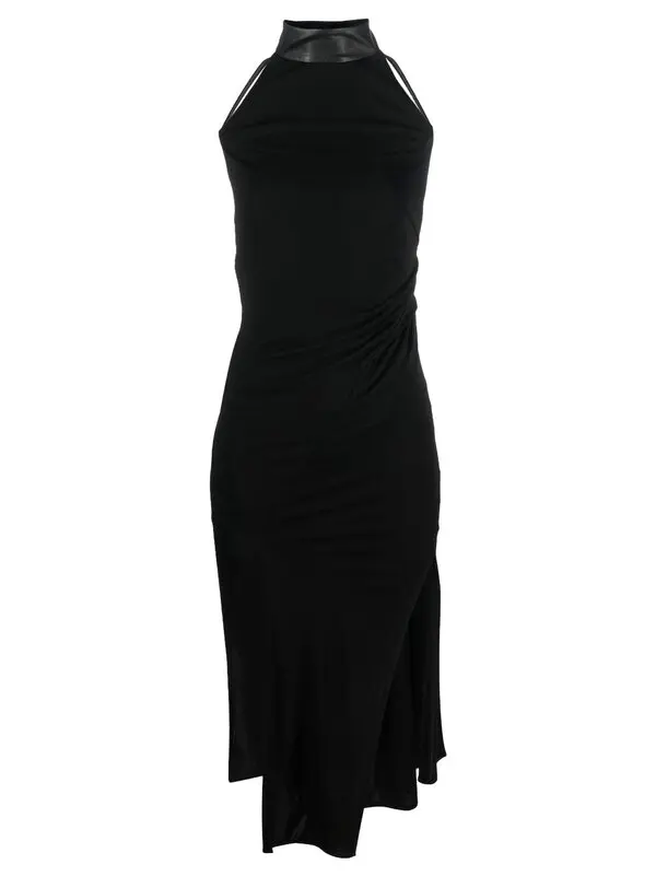 Helmut Lang Halterneck Asymmetric Midi Dress - Black