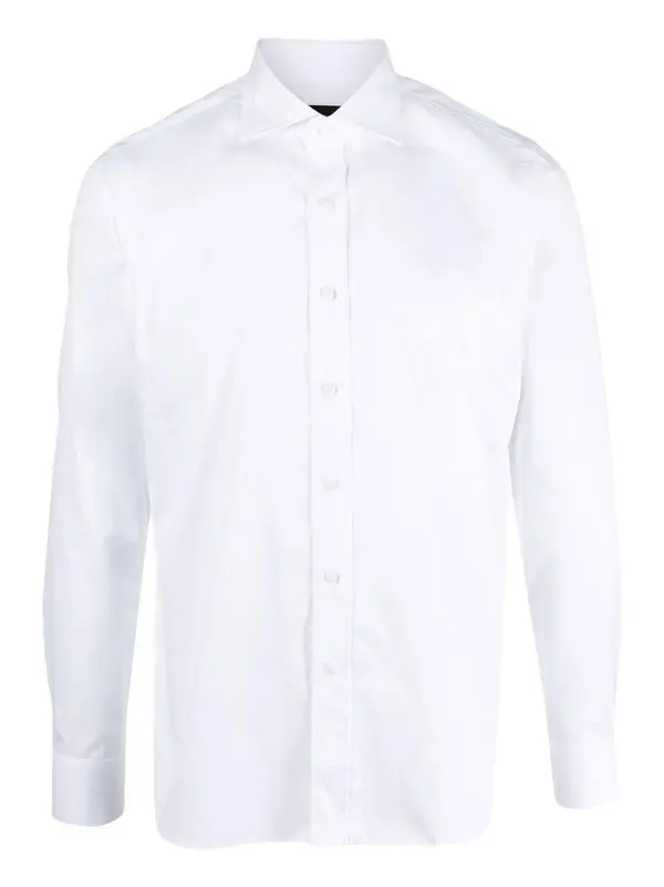 Tagliatore Cutaway-collar Cotton Shirt - White