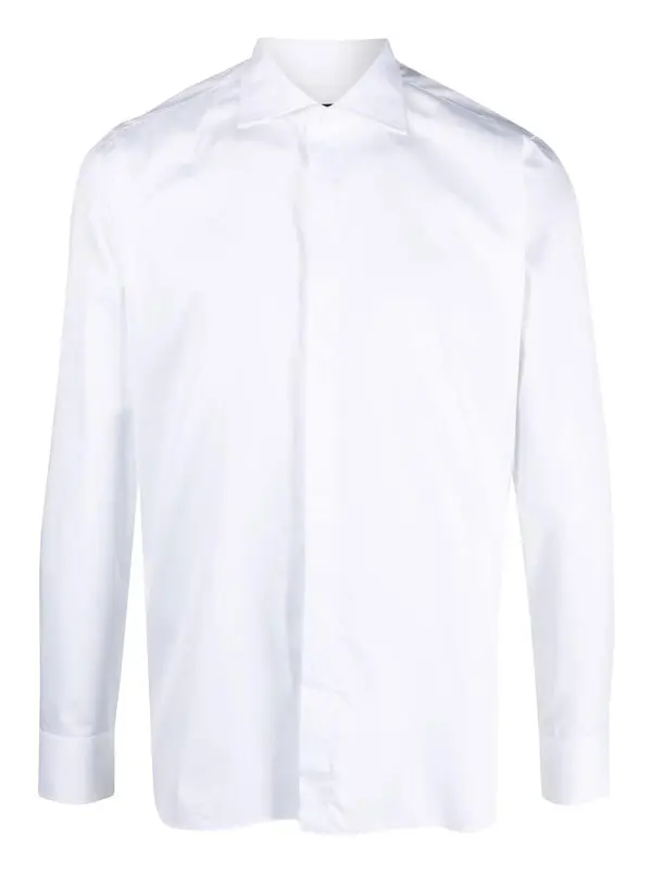 Tagliatore Cutaway-collar Cotton Shirt - White