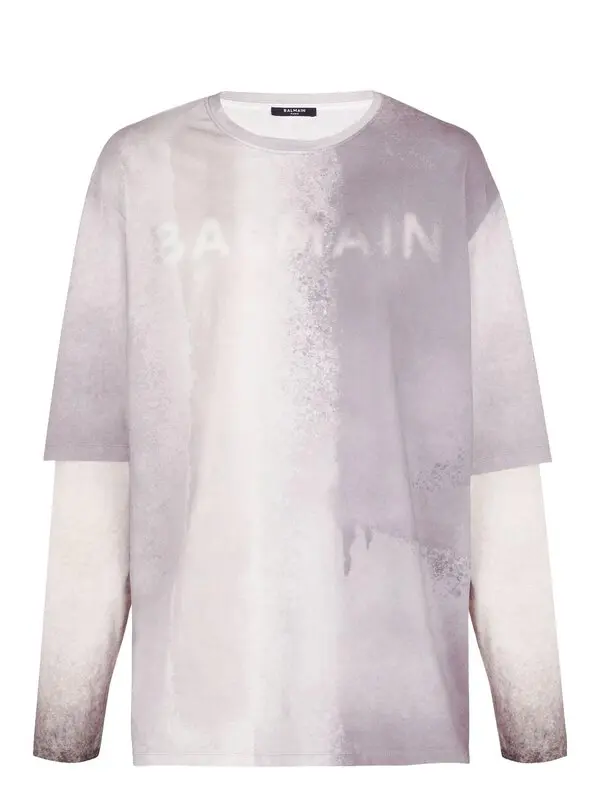 Balmain Logo-print Organic Cotton T-shirt - Grey
