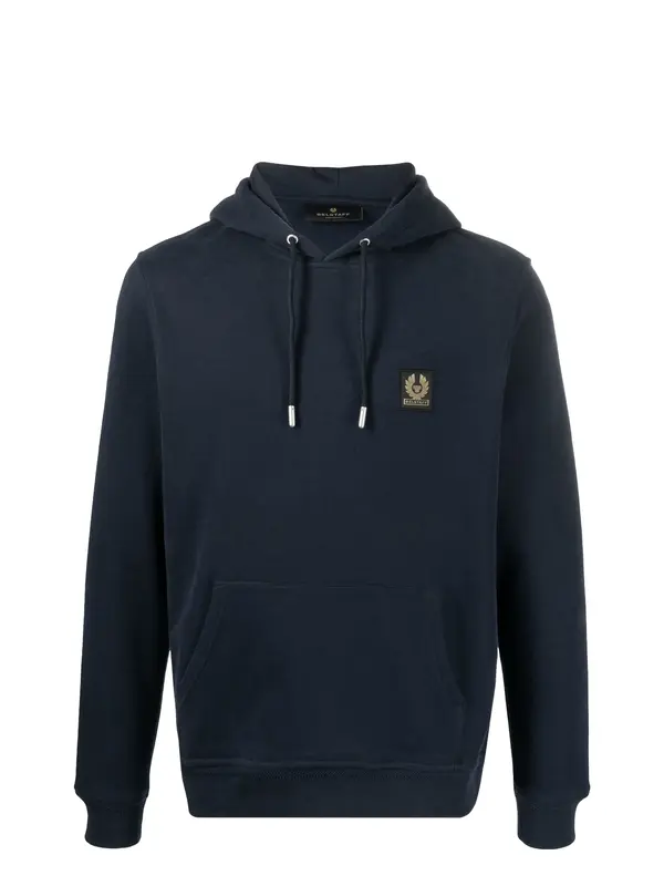 Belstaff Logo-patch Cotton Hoodie - Blue