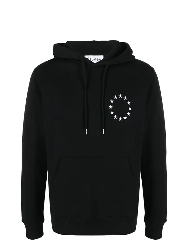 ÉTUDES STUDIO Logo-print Long-sleeve Hoodie - Black