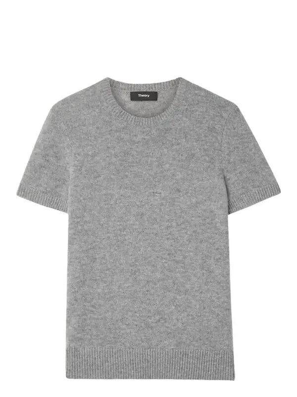 Theory Basic Feather Cashmere Tee - Gray