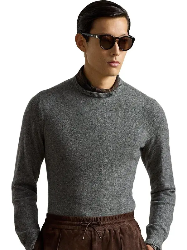 Ralph Lauren Cashmere Crewneck Sweater - Medium Grey Melange