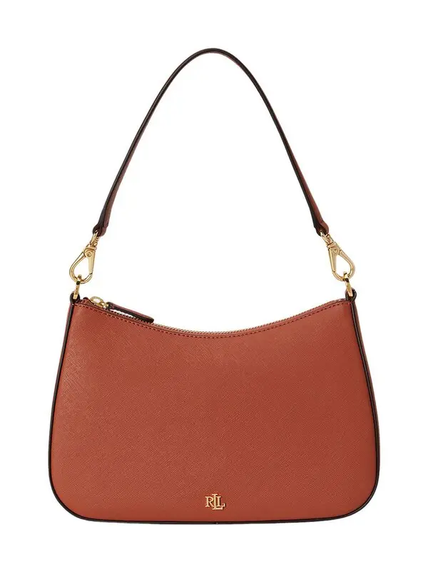 Ralph Lauren Crosshatch Leather Medium Danni Shoulder Bag - Red Terracotta