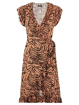 DE LA VALI Midi Wrap Dress - Beige