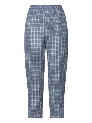 MANILA GRACE Tapered Checked Pants - Blue