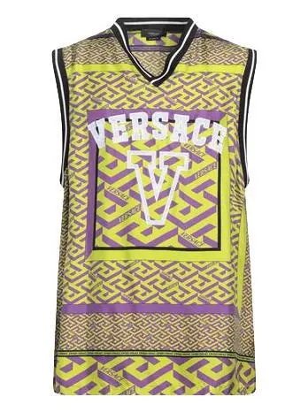 Versace Sleeveless Tank Top With Embroidered Logo - Green
