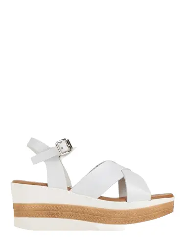 STELE Calfskin Wedge Sandals - White