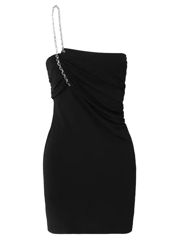Givenchy One-shoulder Chain-embellished Mini Dress - Black