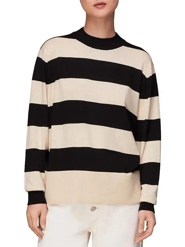 Whistles Striped Mock Neck Sweater - Black/multi