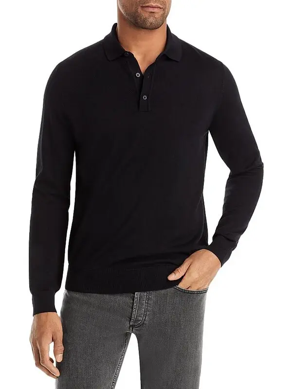 BOSS Lancione Long Sleeve Polo Shirt - Black