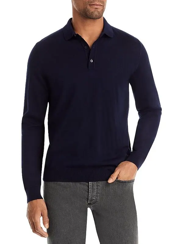 BOSS Lancione Long Sleeve Polo Shirt - Dark Blue