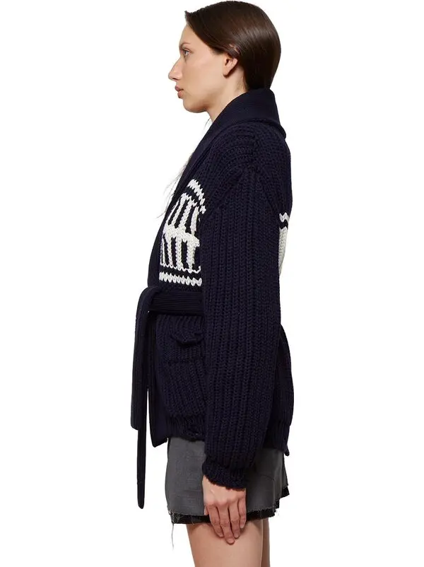 Miu Miu Knit Belted Cardigan - Blue