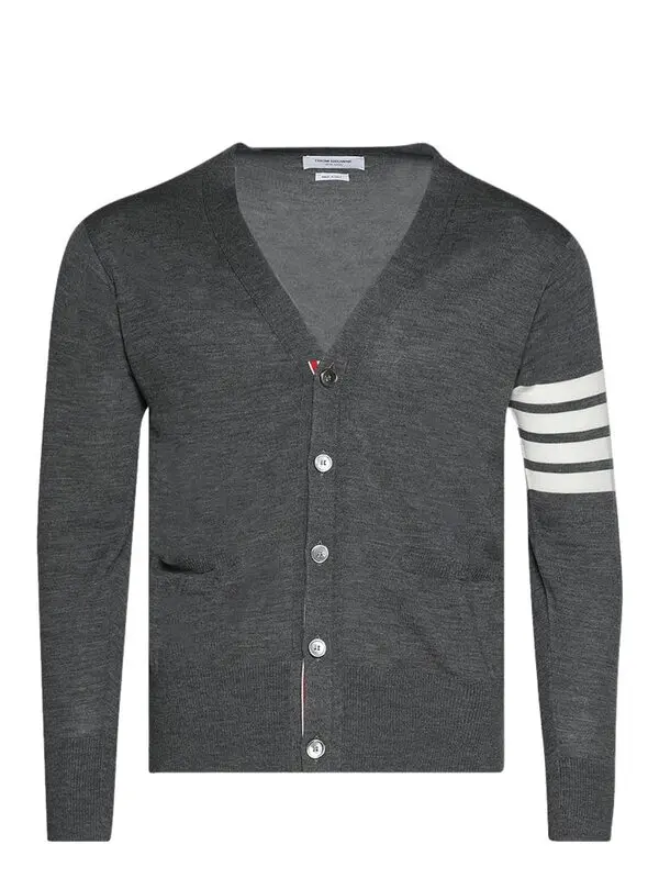 Thom Browne Merino Wool 4-bar Cardigan - Grey