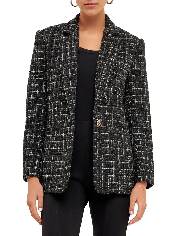 Endless Rose Tweed Blazer - Black
