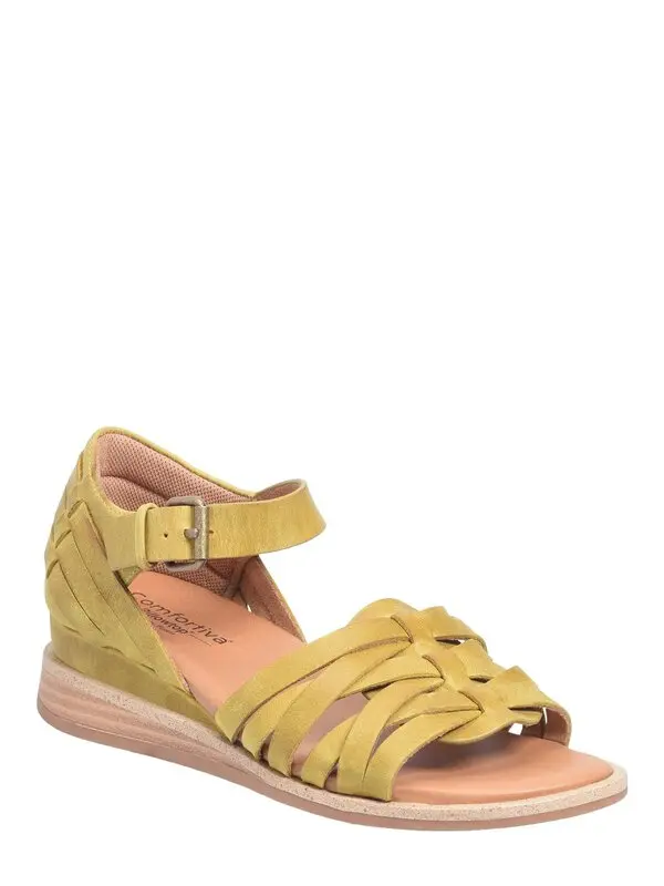 COMFORTIVA Marina Strappy Wedge Sandals - Citron