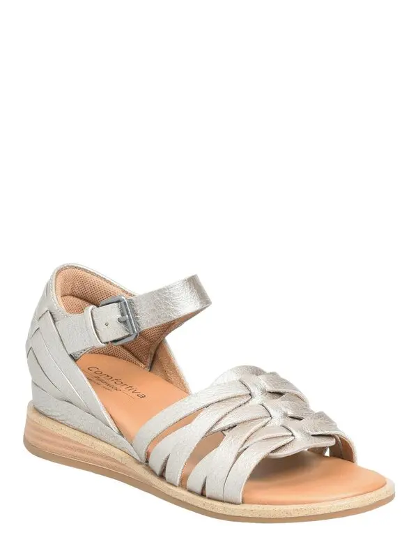 COMFORTIVA Marina Strappy Wedge Sandals - Grey