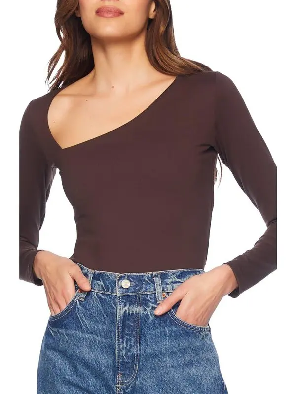 Susana Monaco Diagonal Neck Long Sleeve Top - Java
