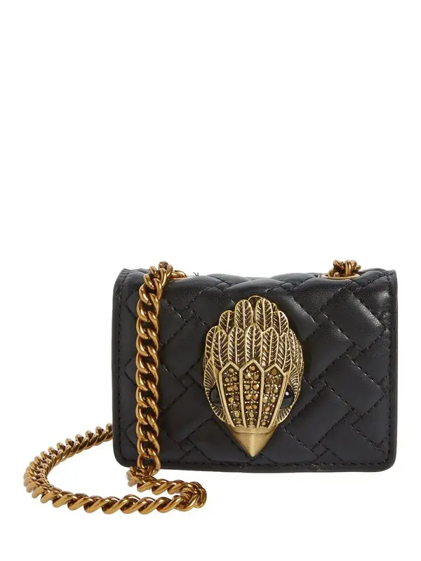 Kurt Geiger Micro Kensington Quilted Leather Crossbody Bag - Black