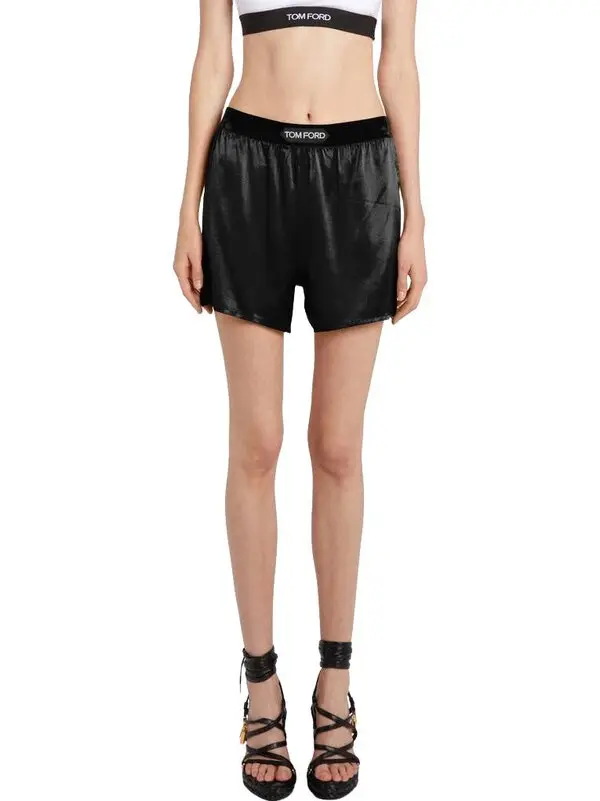 TOM FORD Stretch Silk Satin Pajama Shorts - Lb999 Black