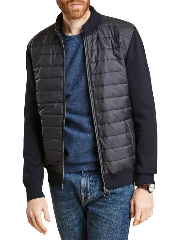 Barbour Carn Baffle Front Knit Jacket - Navy