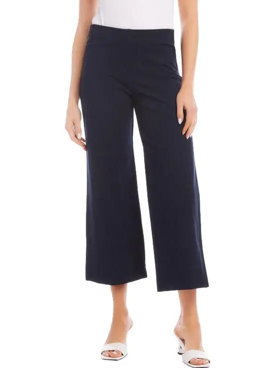 Fifteen Twenty High-waisted Cropped Wide-leg Pants - Navy