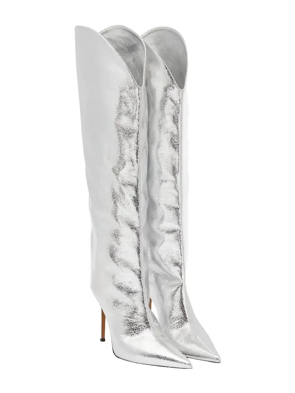 Alexandre Vauthier Metallic Leather Over-the-knee Boots - Silver