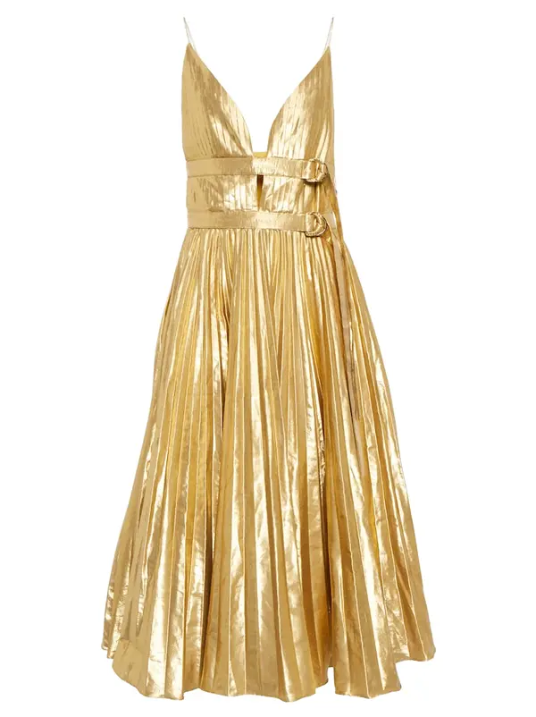 Altuzarra Winda Pleated Midi Dress - Gold