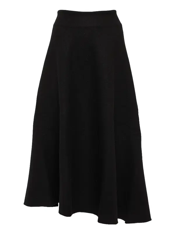JIL SANDER Virgin Wool Midi Skirt - Black