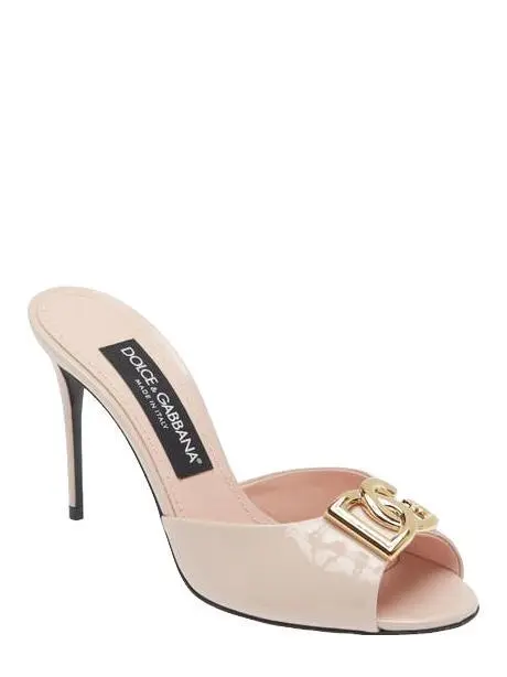 Dolce & Gabbana Dg Logo Patent Leather Sandals - Light Pink
