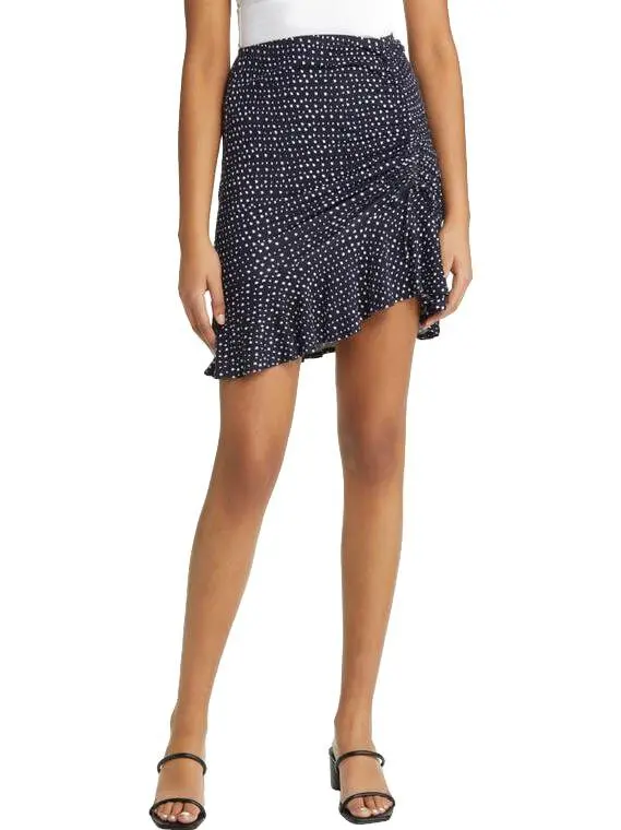 Loveappella Spot Print Knit Miniskirt - Black/ivory