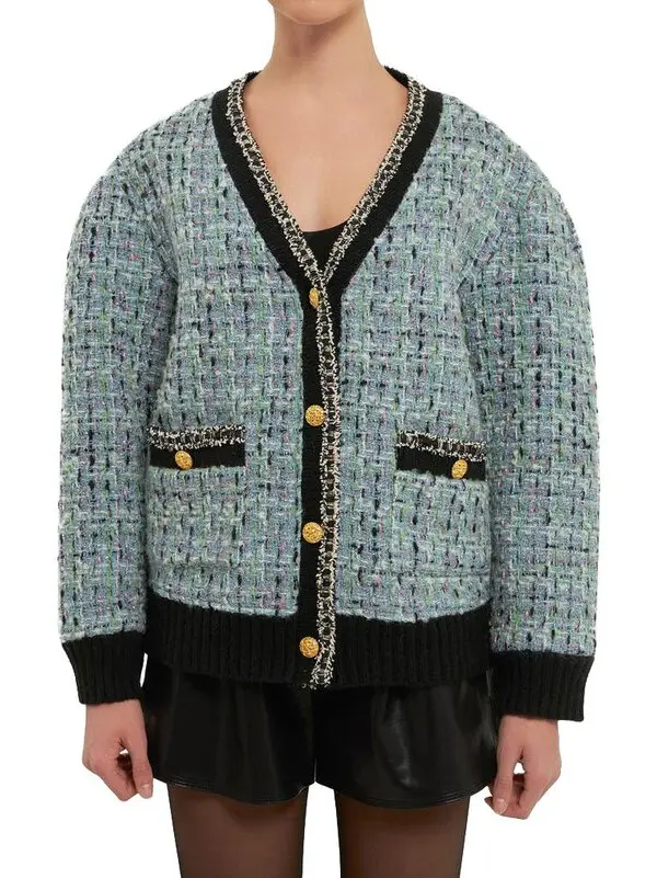 Endless Rose Bouclé Wool-blend Cardigan - Blue