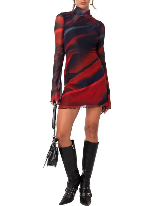 EDIKTED Sparks Fly Mesh Mini Dress - Mix