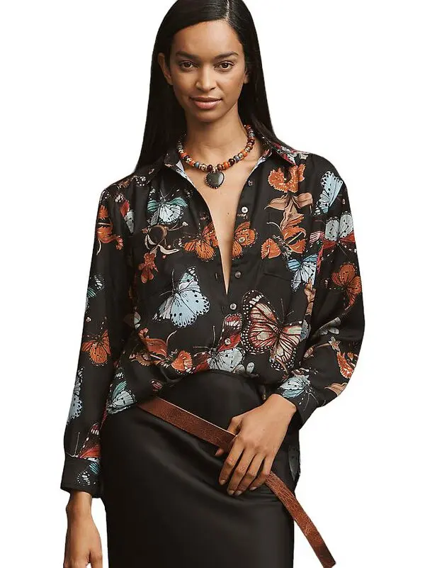 Anthropologie The Brielle Relaxed Buttondown Blouse - Oxford