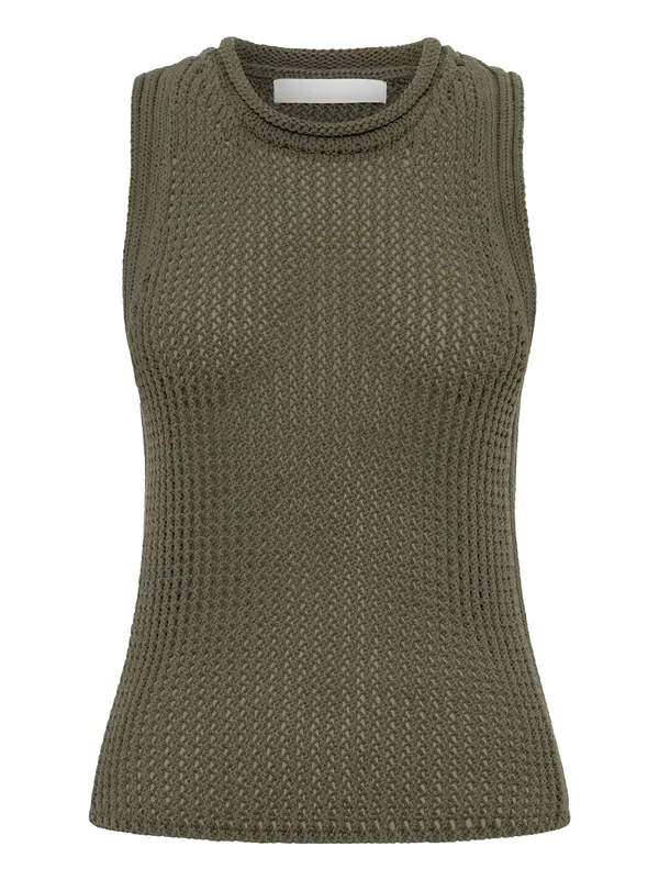 DION LEE Grid Mesh Tank Top - Green