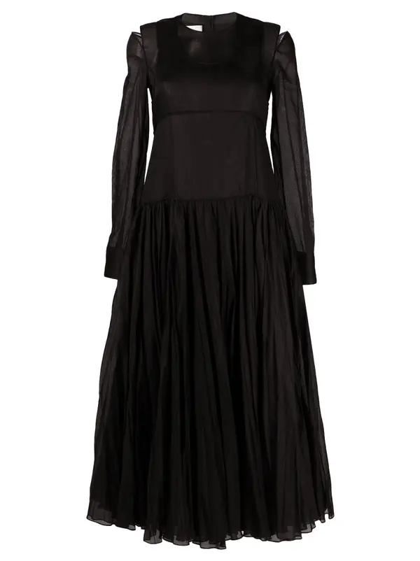 JIL SANDER Pleat-detail Midi Dress - Black