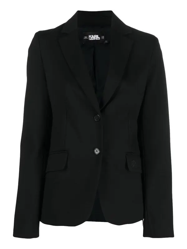 Karl Lagerfeld Fitted Blazer With Embroidered Logo - Black