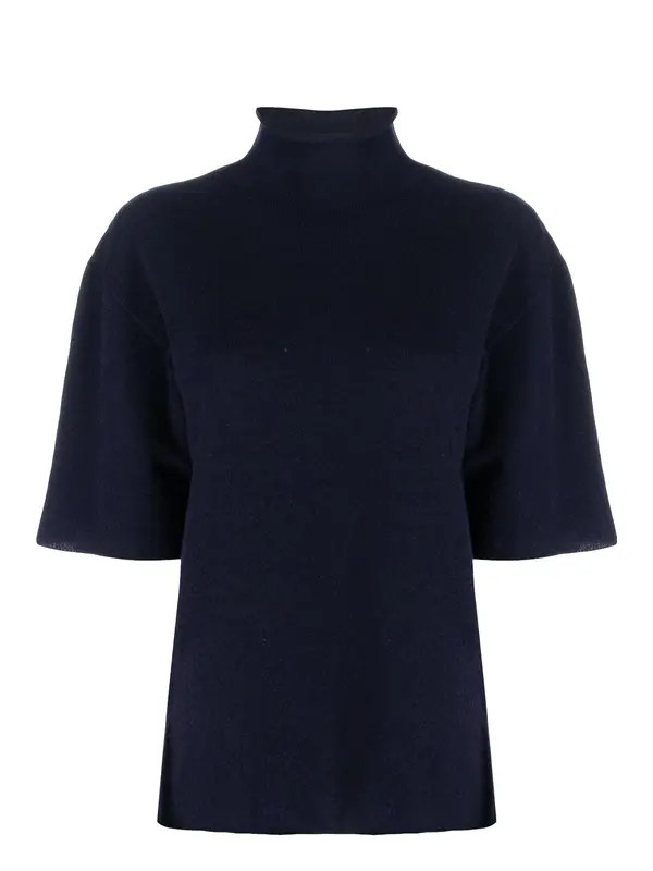 JIL SANDER Short-sleeved Knitted Top - Blue