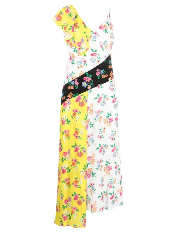MSGM Floral Print Midi Dress - White