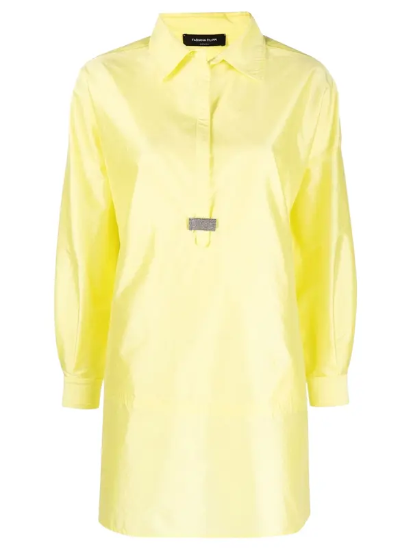 Fabiana Filippi Long-sleeved Mini Shirt Dress - Yellow