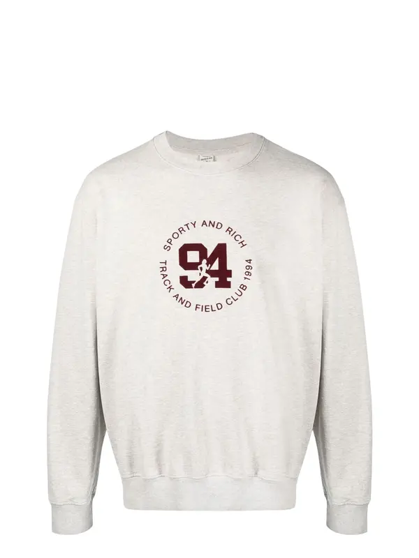 SPORTY & RICH Logo-print Crew-neck Sweatshirt - Grey