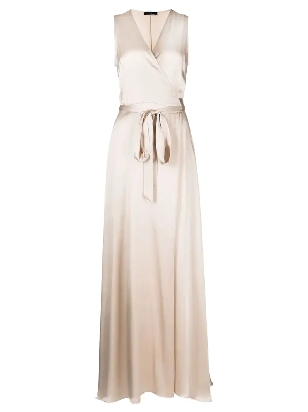 Voz Neck Wrap Maxi Dress - Neutrals
