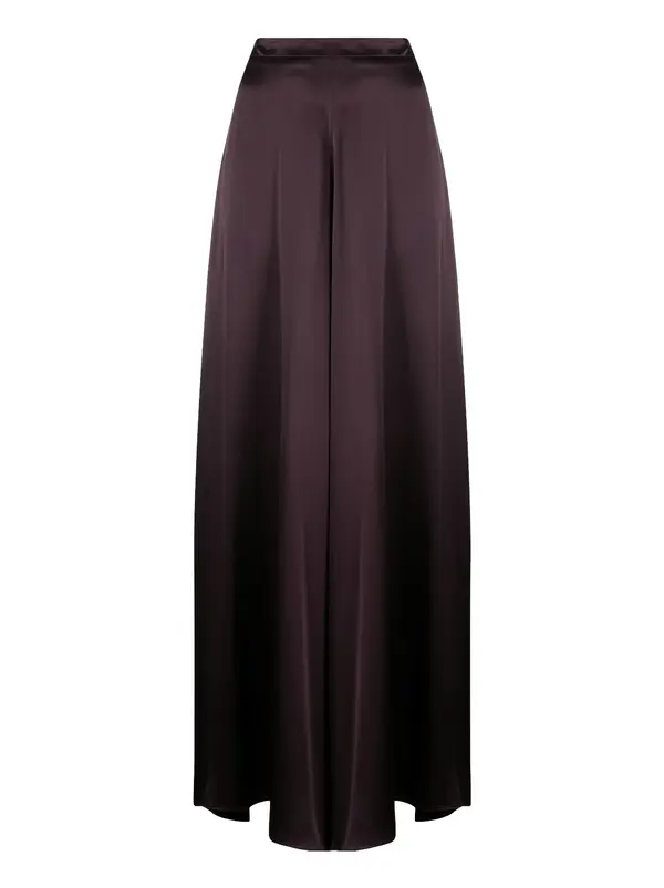 Voz Silk-satin Palazzo Trousers - Brown