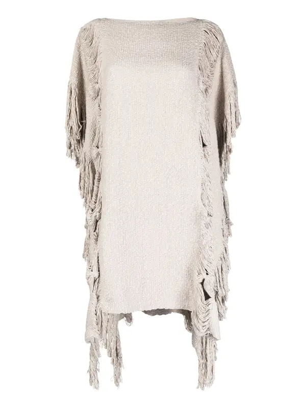 Voz Fringed Poncho-style Jumper - Grey