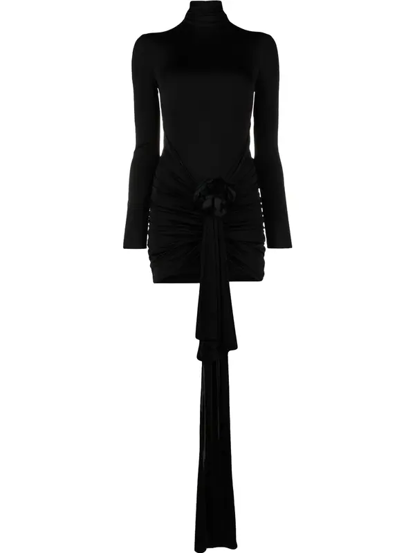 Saint Laurent Rose-appliqué Minidress - Black