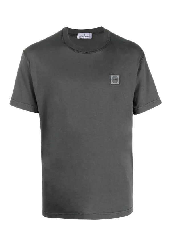 Stone Island Compass-patch Cotton T-shirt - Grey