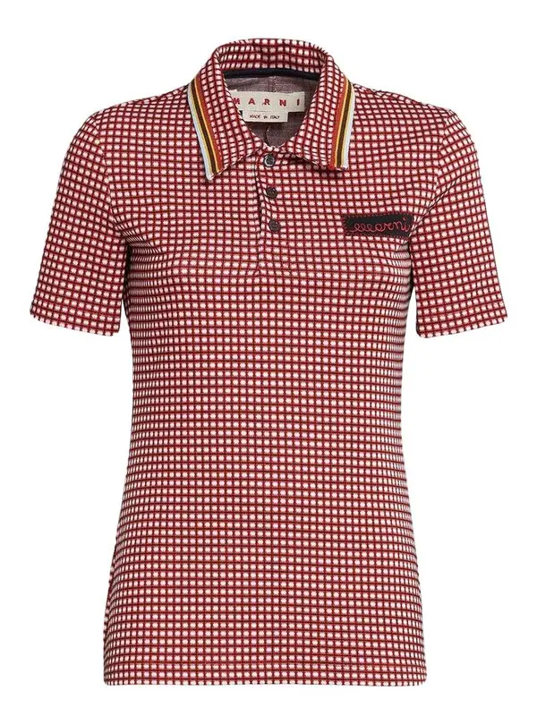 Marni Checked Short-sleeve Polo Shirt - Red